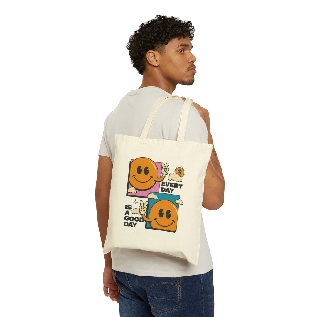 Smiley Face Tote Bag| Positive Quote Tote Bag | Shopping Bag| School ...