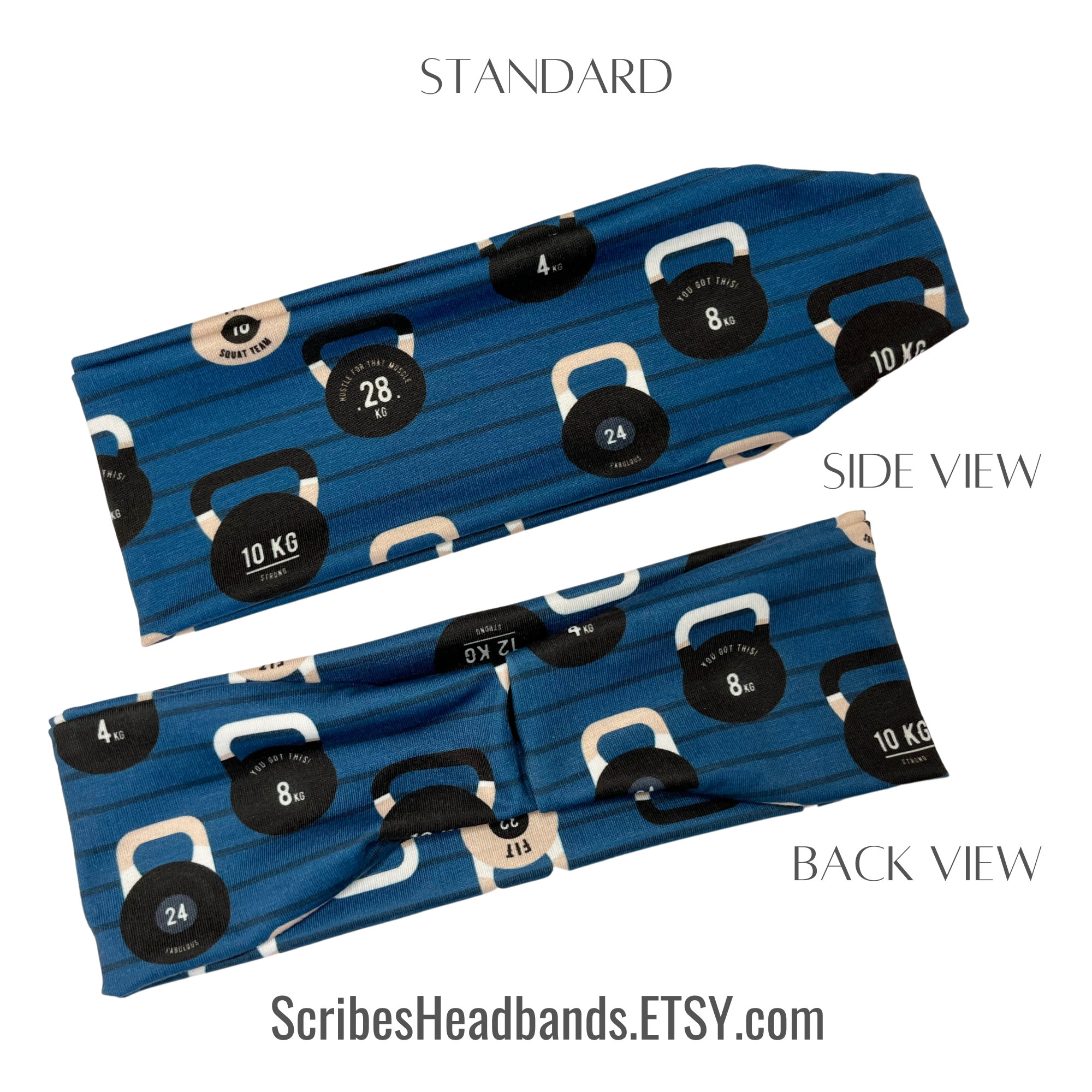Dark Teal Work Out Gym Headband Standard Headband and 3 Ways to Wear ...