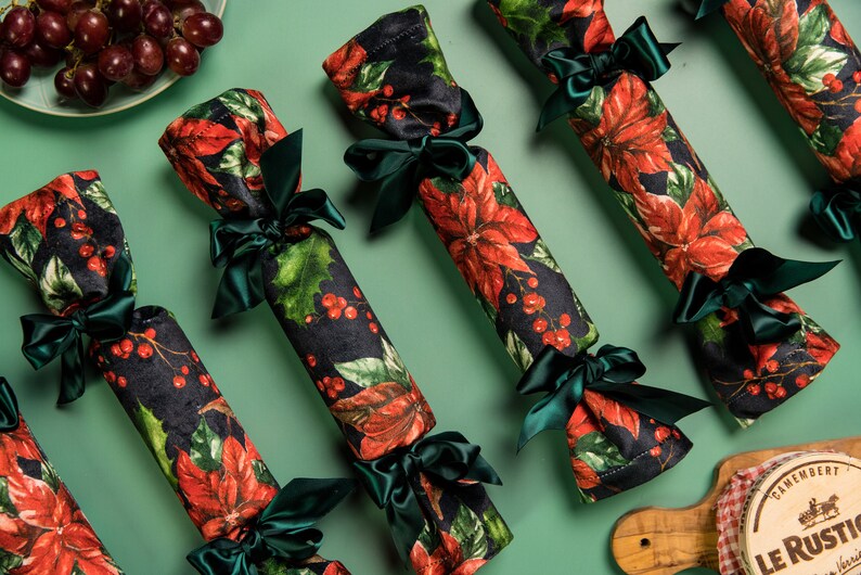 Six Velvet Luxury Reusable Crackers With Snaps in Floral Print - Etsy