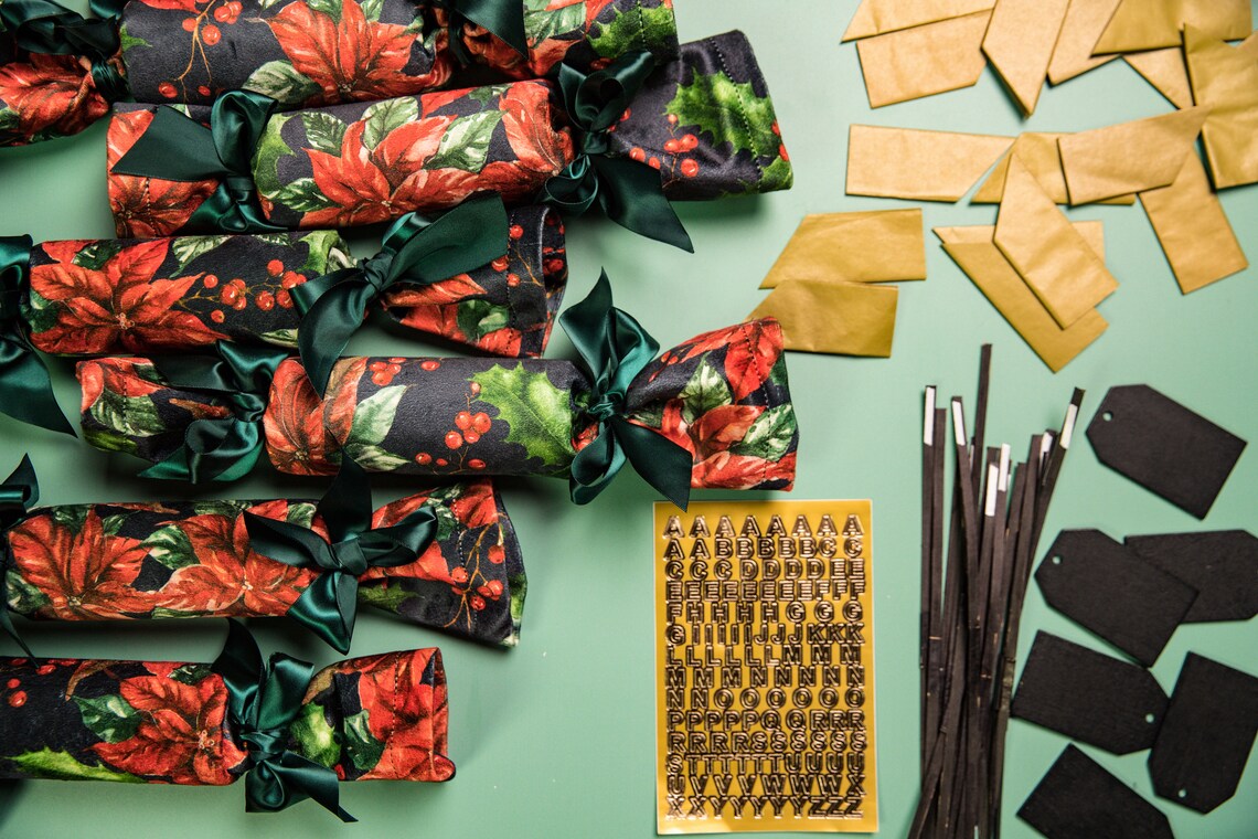 Six Velvet Luxury Reusable Crackers With Snaps in Floral Print - Etsy