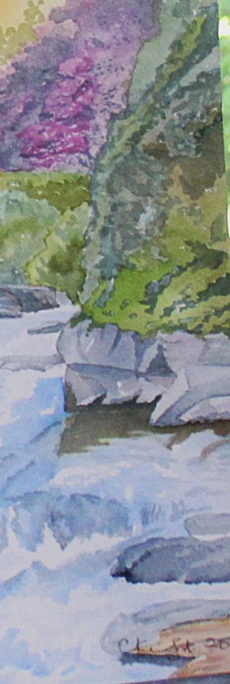 Waterfalls on the Stream an Original Watercolor Painting - Etsy