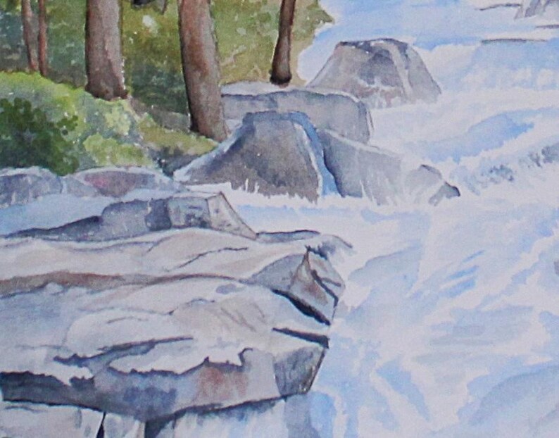 Waterfalls on the Stream an Original Watercolor Painting - Etsy