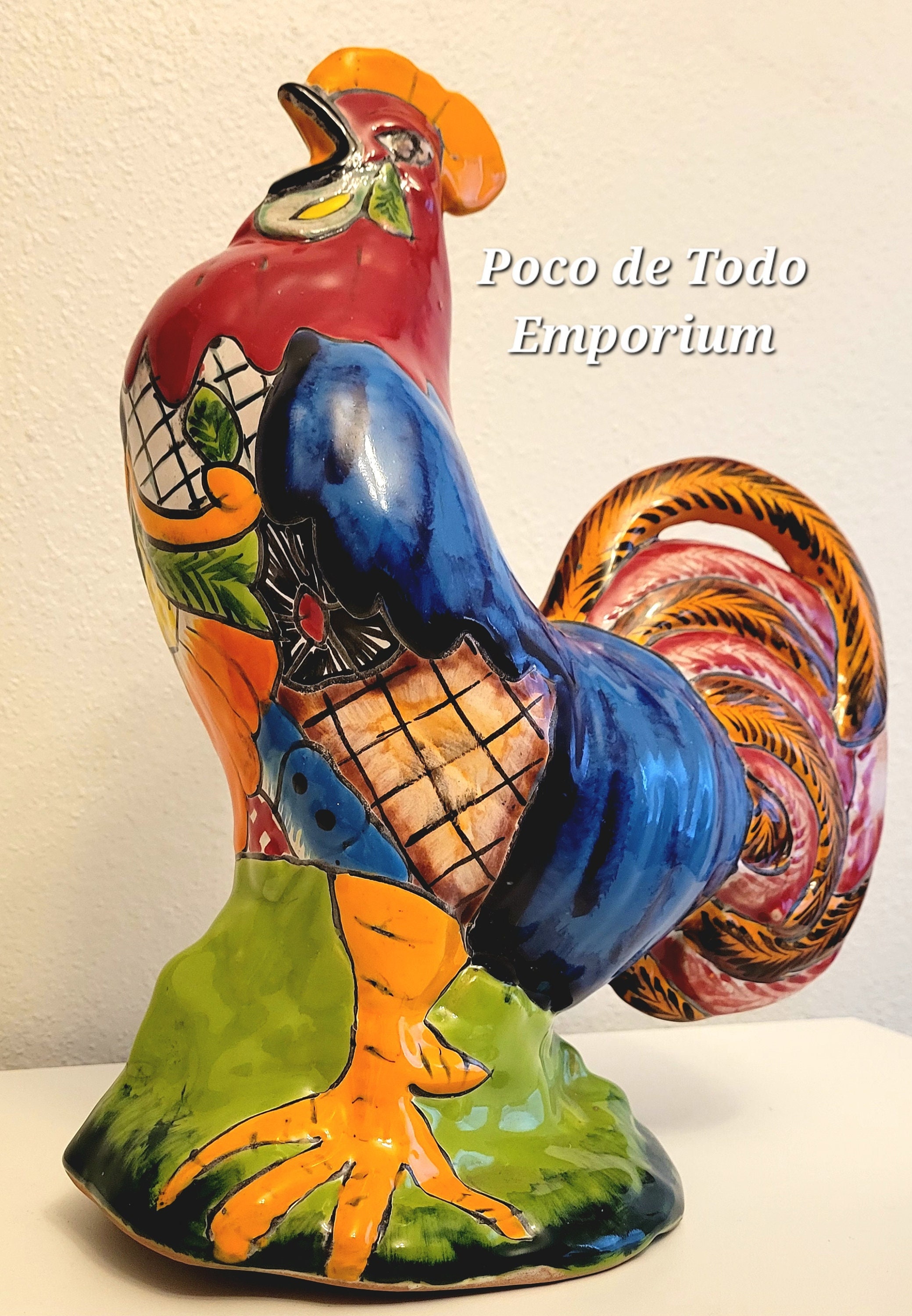 Mexican Talavera Rooster Statue - Etsy