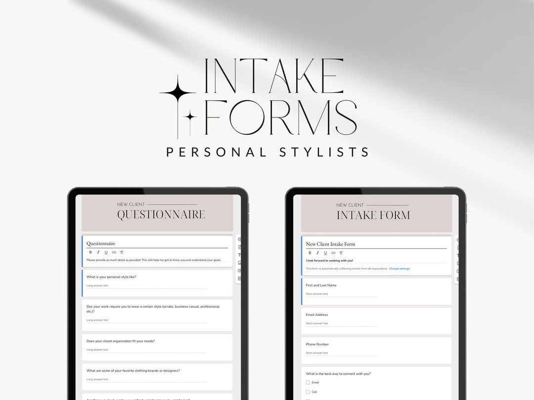 New Client Intake & Questionnaire, Personal Stylist Wardrobe Consultant ...