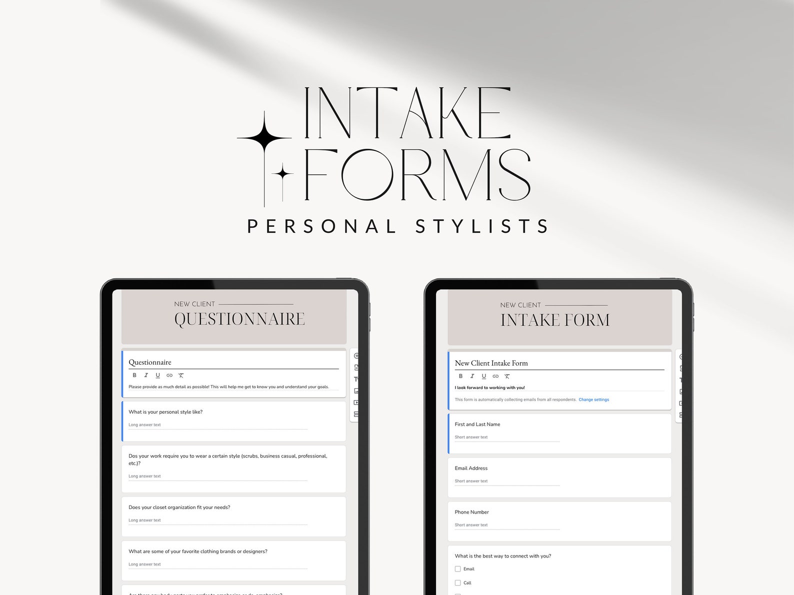 New Client Intake & Questionnaire, Personal Stylist Wardrobe Consultant ...