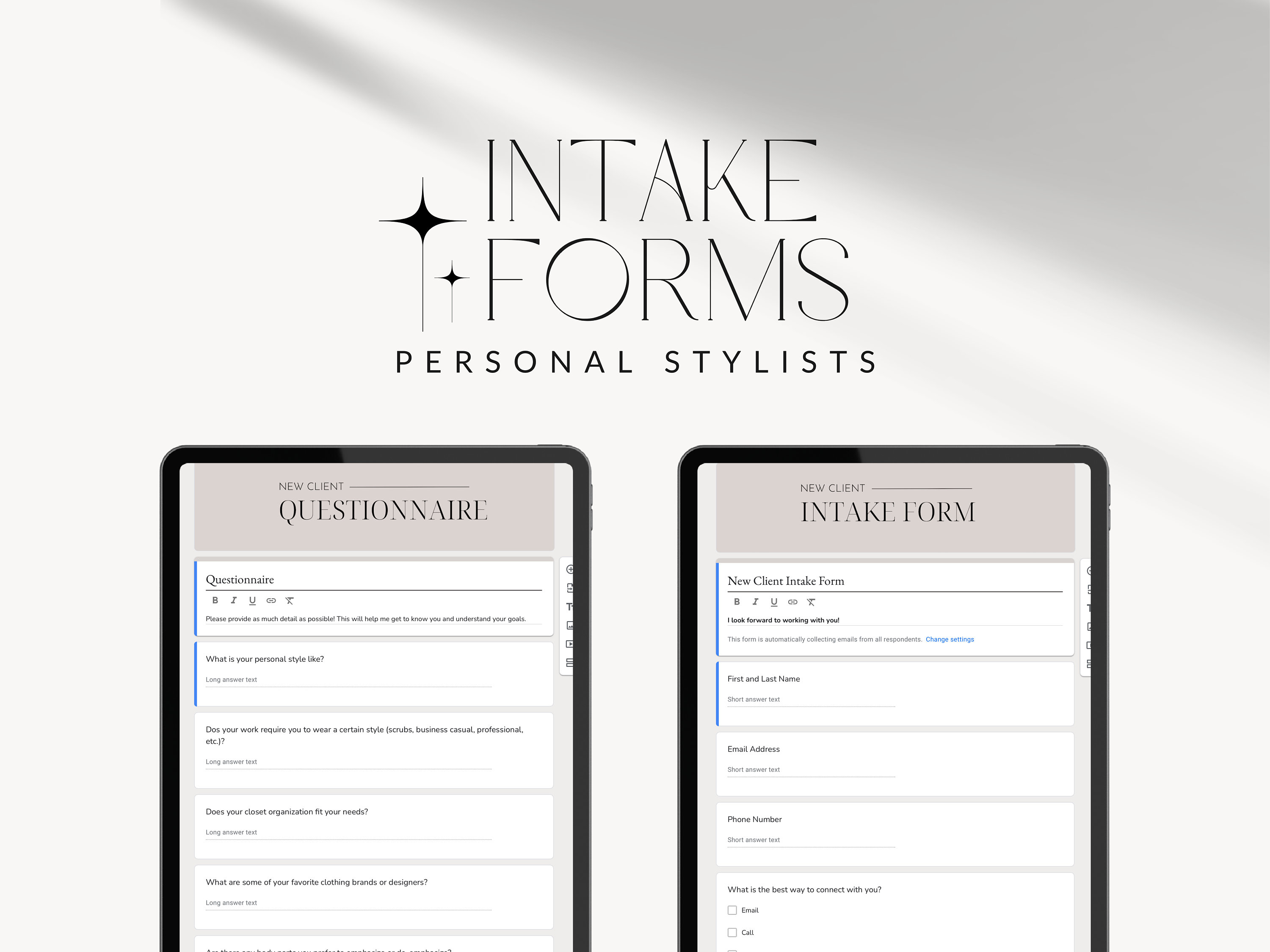 New Client Intake & Questionnaire, Personal Stylist Wardrobe Consultant ...