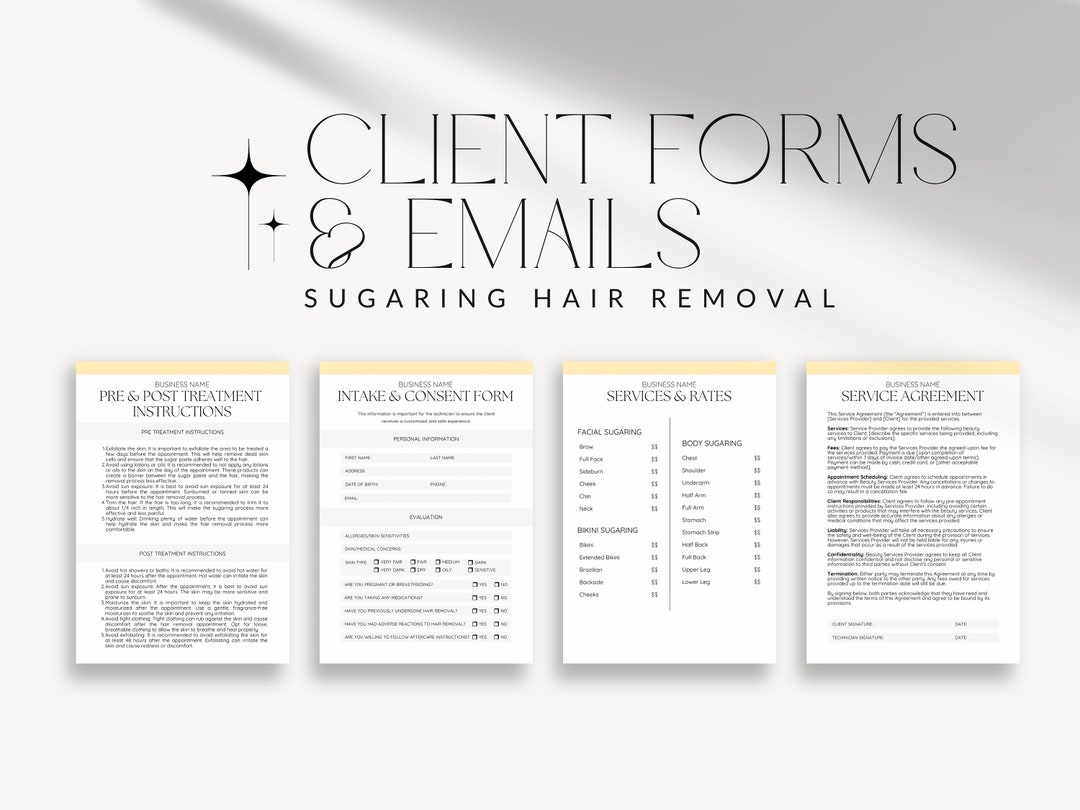 Client Liability, Invoice, Aftercare and Surveys for Sugaring Business ...