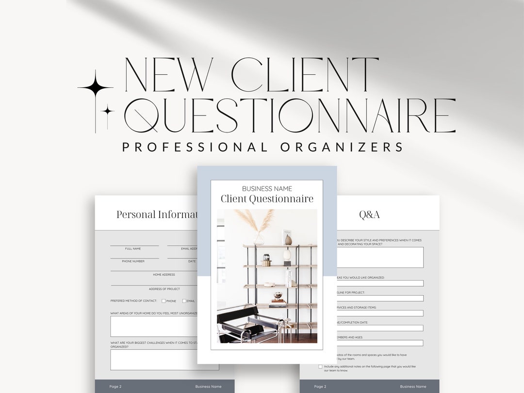 Client Questionnaire Welcome Packet for Professional Organizers | Canva ...