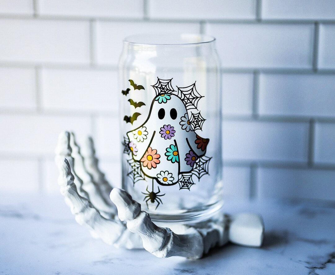 Ghost Cup | Halloween Glass Cup | Spooky Season Cup | Iced Coffee Cup ...