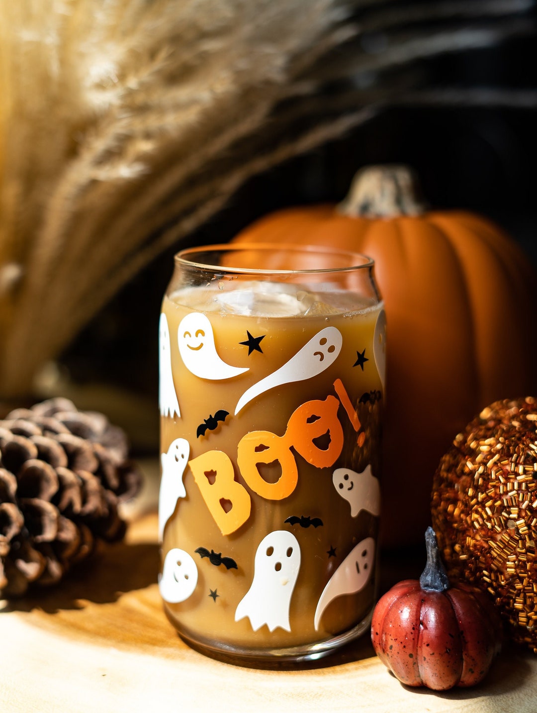 Ghost Cup | Halloween Glass Can | Spooky Season Cup | Halloween Iced ...