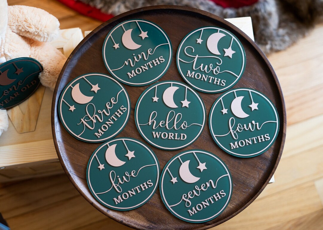 Baby Milestone Discs Baby Monthly Photo Props Acrylic Monthly Milestone ...