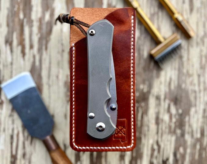 Horween EDC Leather Pocket Knife Slip Large, Handmade Leather Knife ...