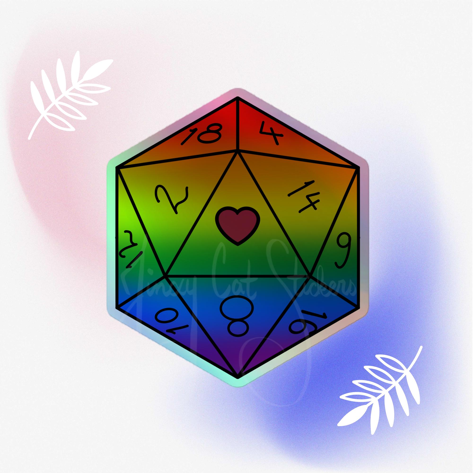 Pride Flag Holographic D20 Vinyl Sticker | Dnd Stickers | Bumper ...