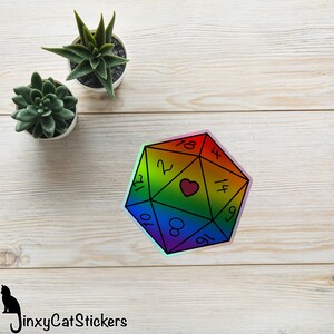 Pride Flag Holographic D20 Vinyl Sticker | Dnd Stickers | Bumper ...
