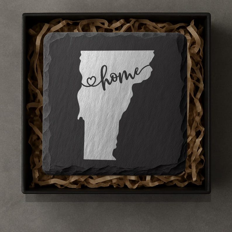 Vermont Slate Coasters 4x4 Laser Engraved Stone Drink Coasters Vermont ...