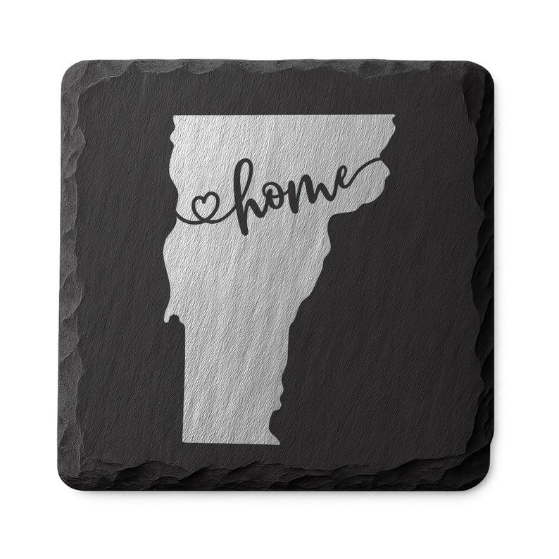 Vermont Slate Coasters 4x4 Laser Engraved Stone Drink Coasters Vermont ...