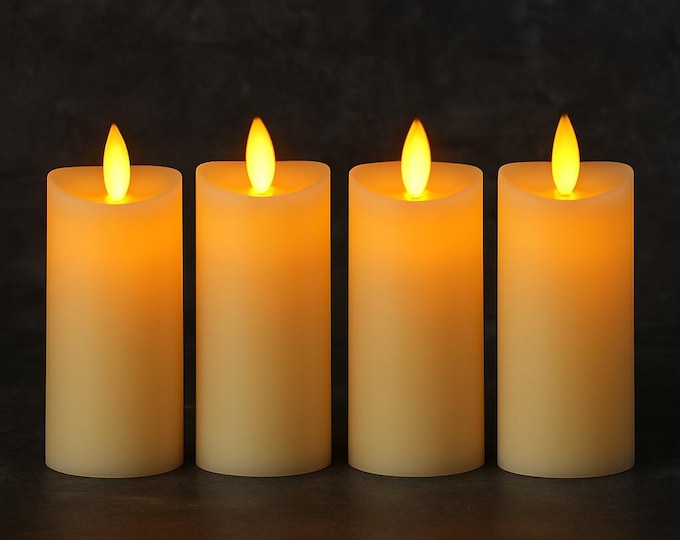 Flameless Candles Flickering LED Candles Ivory Real Wax Pillar Battery ...