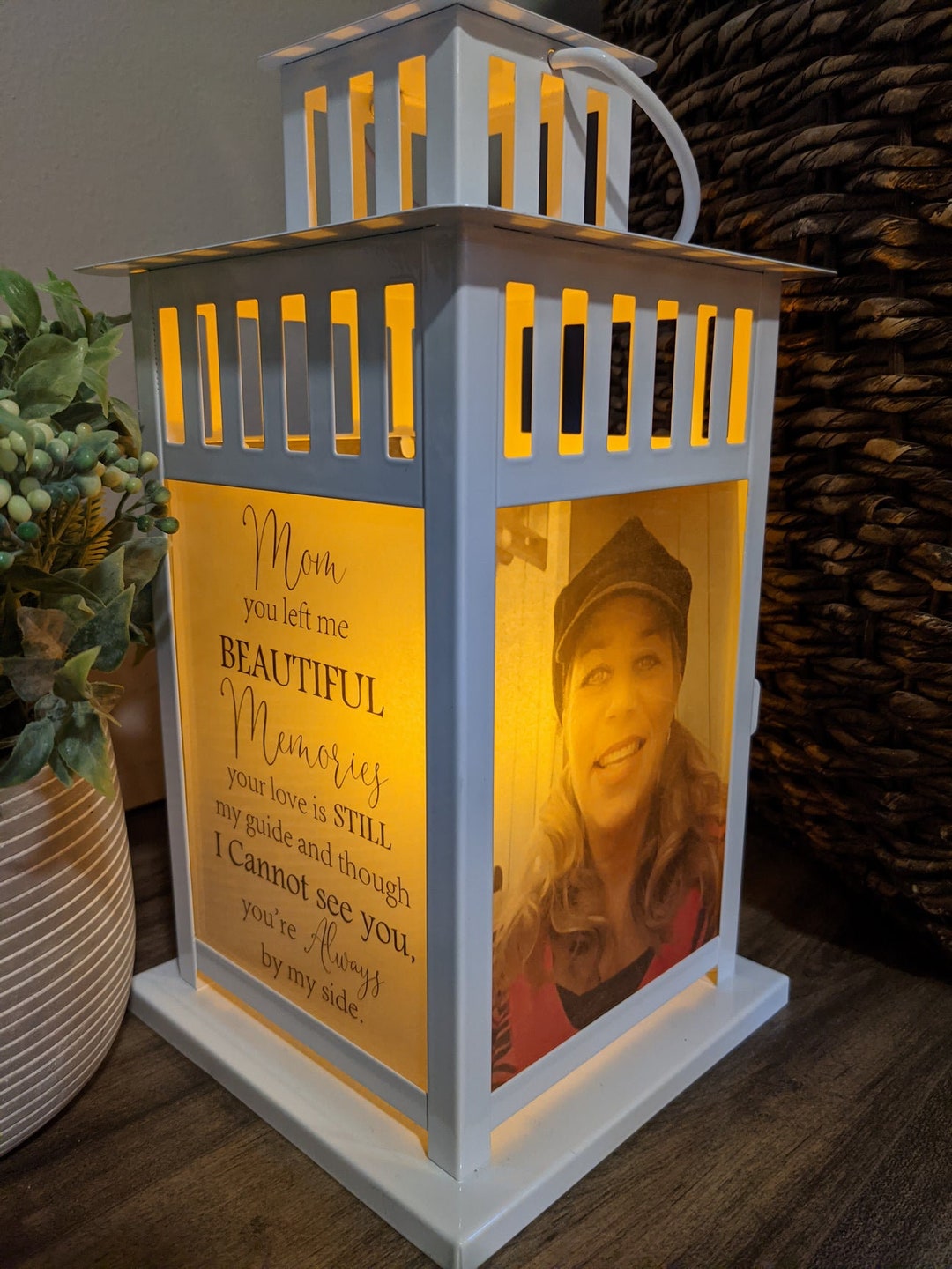 Personalized Memorial Lantern With Photo - Mom You Left Me ...