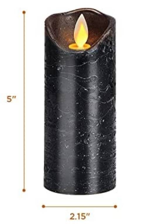Black Flameless Candles Flickering LED Candles Ivory Real Wax Pillar ...