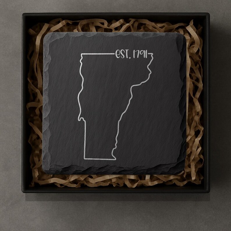 Vermont Slate Coasters 4x4 Laser Engraved Stone Drink Coasters Vermont ...