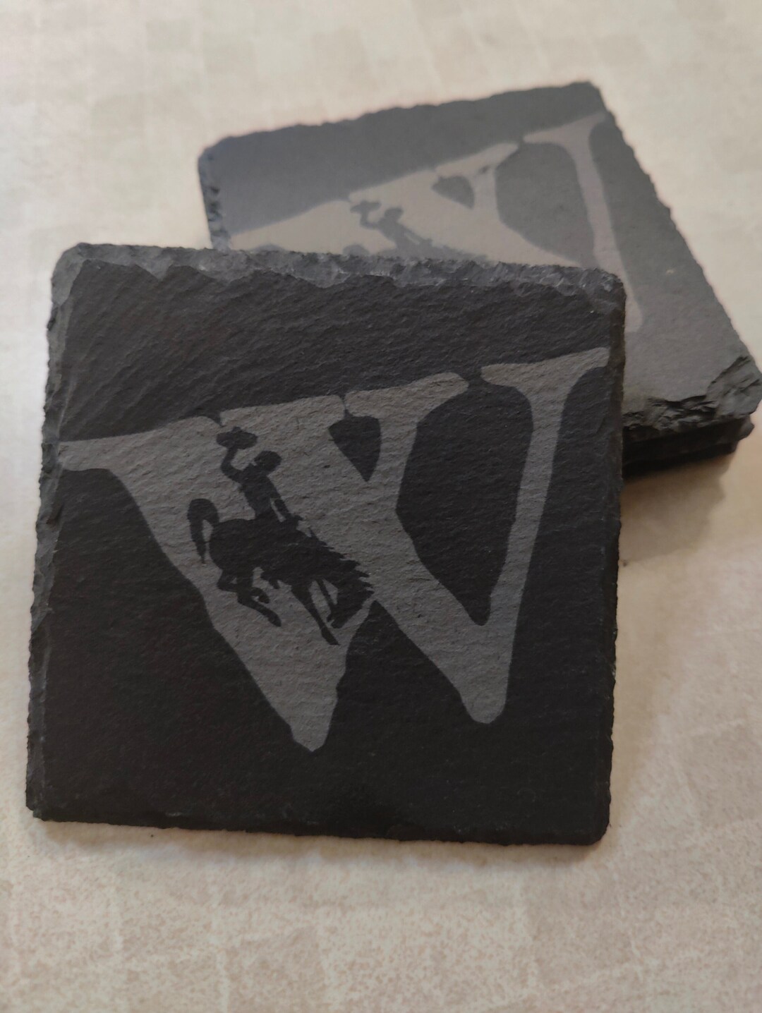 Wyoming Bucking Horse Slate Coaster Set | Set of 4 Steamboat ...