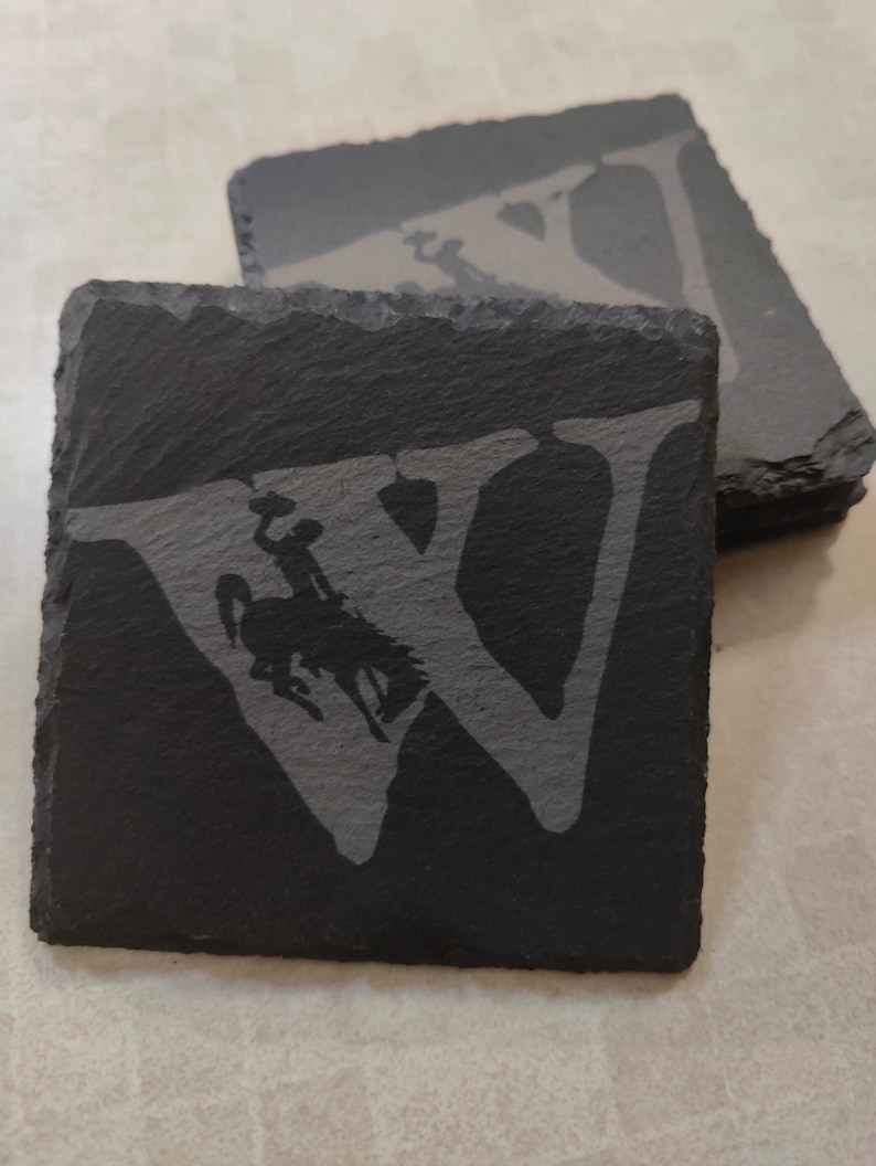 Wyoming Bucking Horse Slate Coaster Set | Set of 4 Steamboat ...