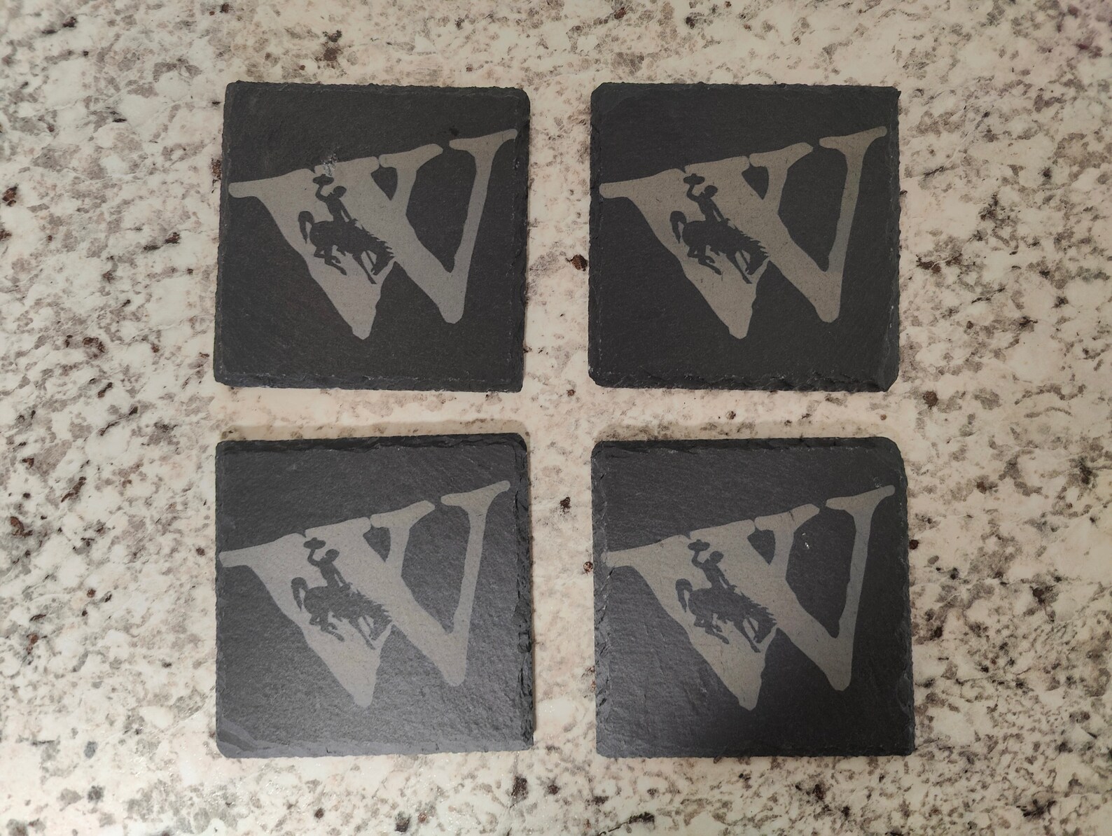 Wyoming Bucking Horse Slate Coaster Set | Set of 4 Steamboat ...