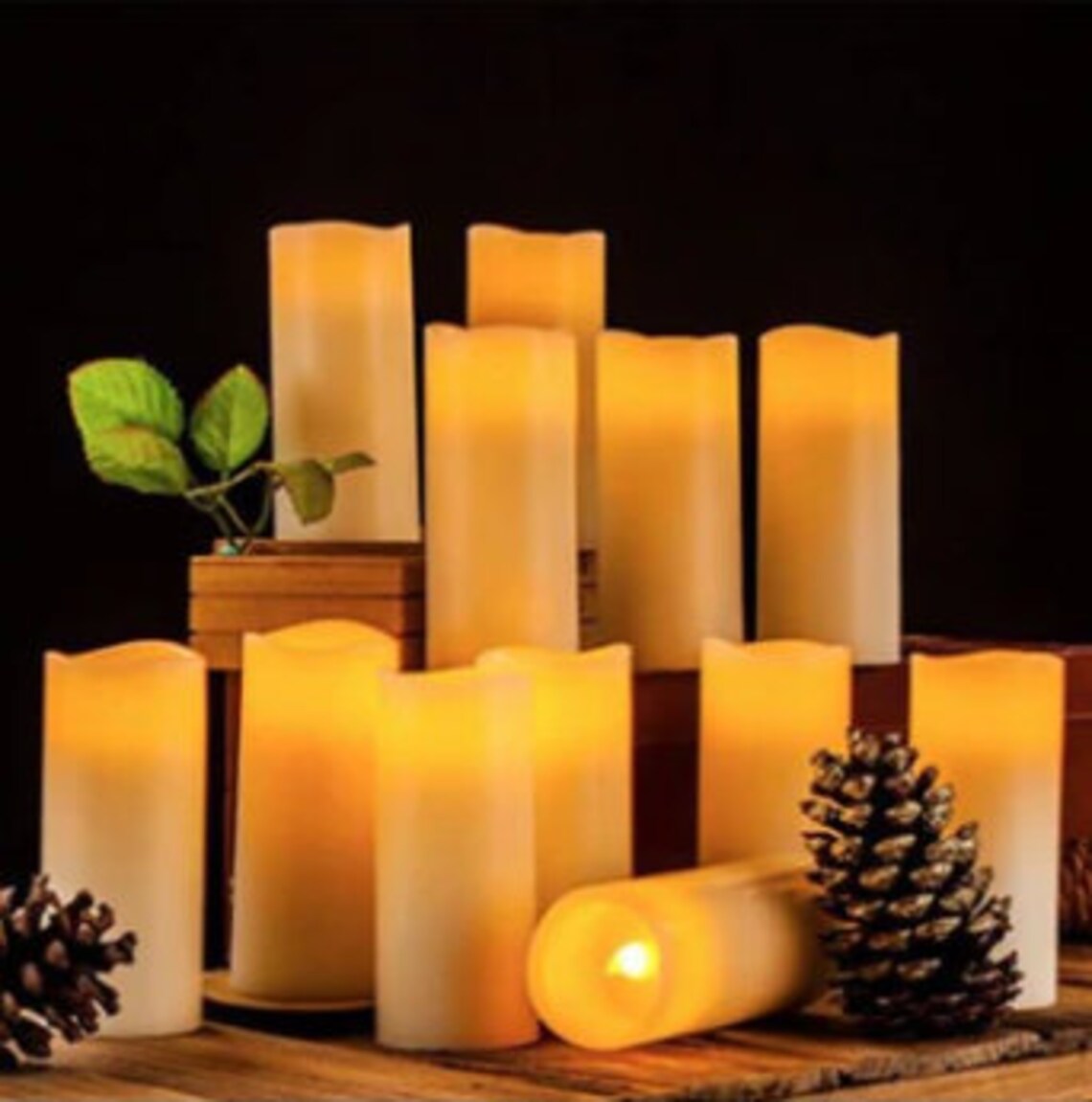 Flameless Candles Flickering LED Candles Ivory Real Wax Pillar Battery ...