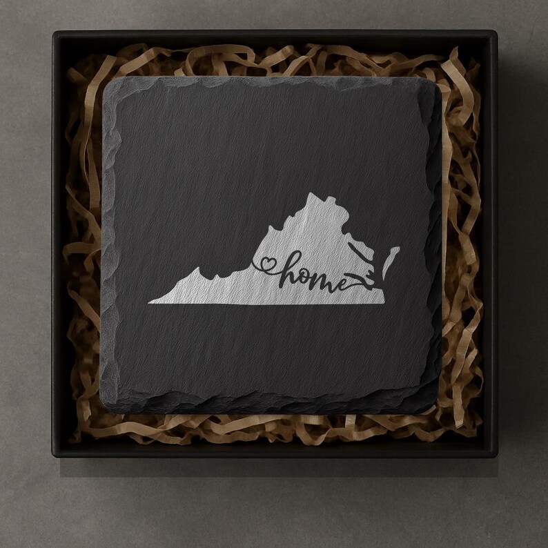 Virginia Slate Coasters 4x4 Laser Engraved Stone Drink Coasters ...