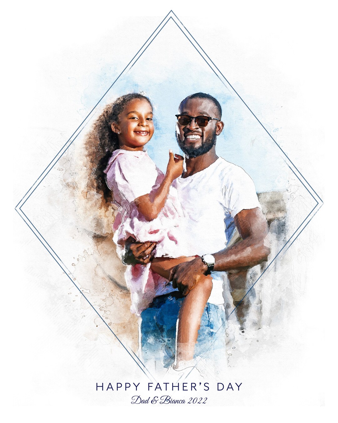 Fathers Day Gift, Custom Watercolor Portrait, Family Portrait Print ...