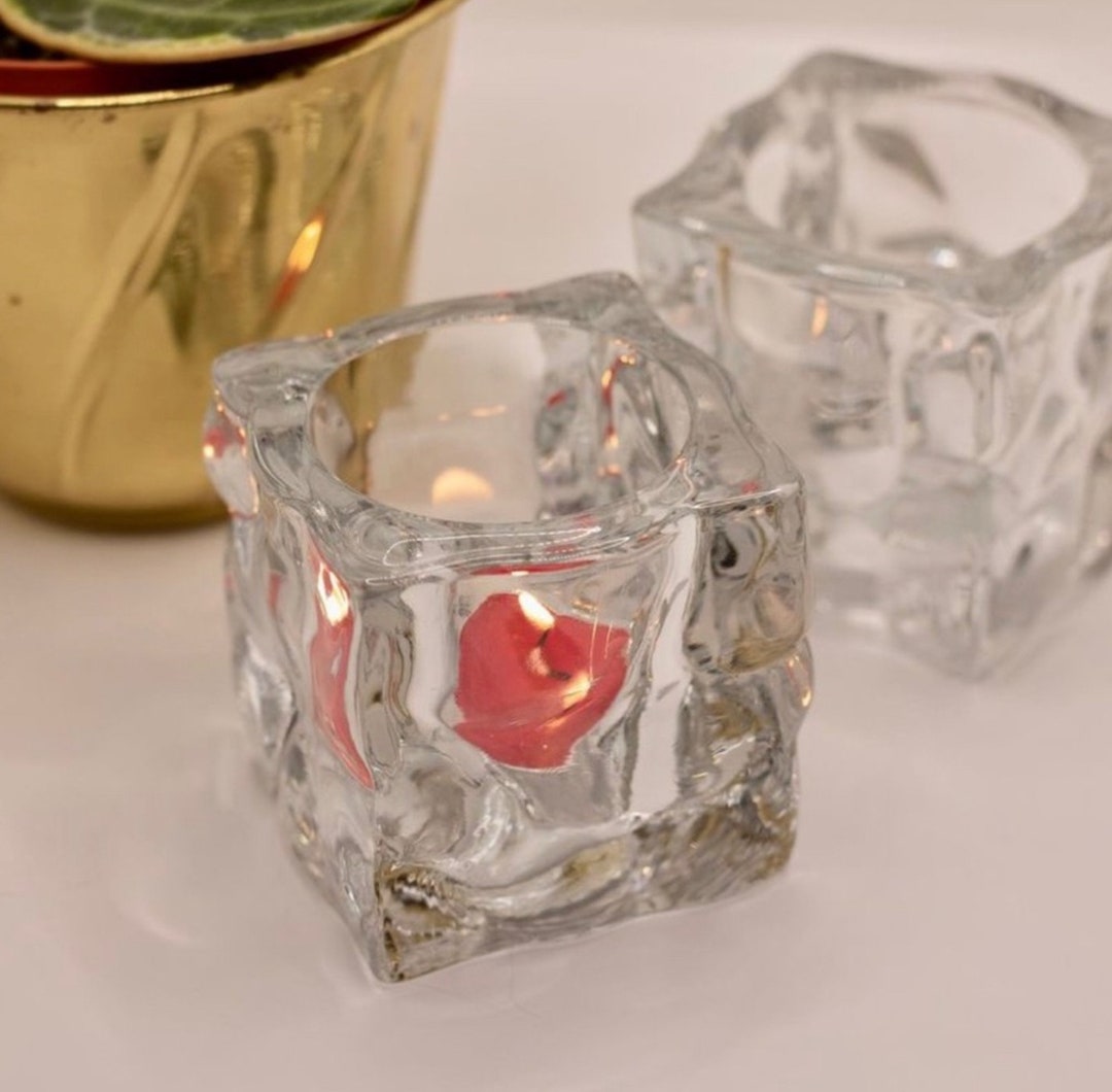 Vintage Ice Cube Candleholders set of 2 - Etsy
