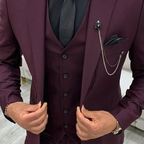 Men Suits Black 3 Piece Formal Fashion Slim Fit Wedding Suit Etsy