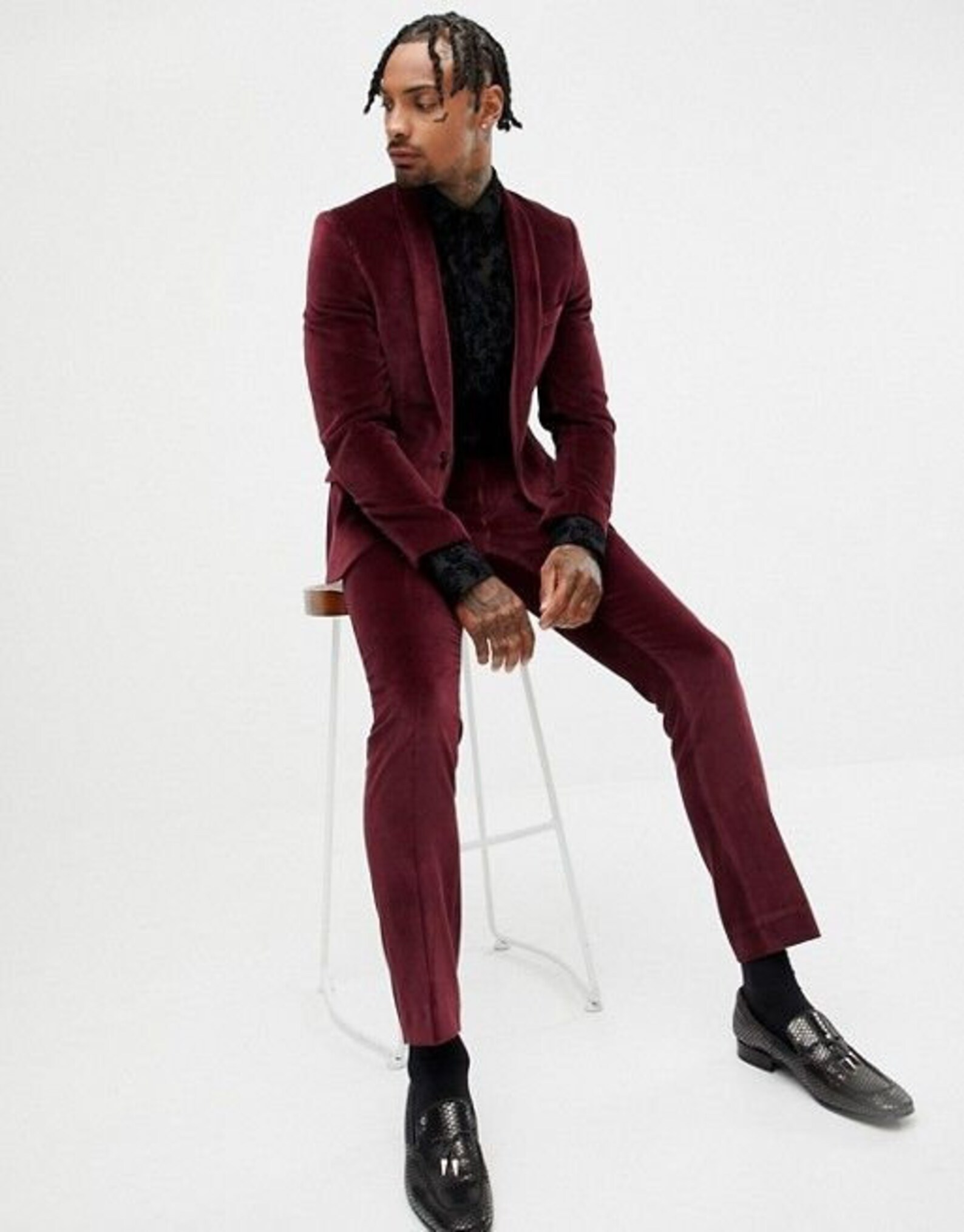 Men Velvet Maroon Suit Beach Wedding Suit Groomsmen Suit Dinner Suit ...