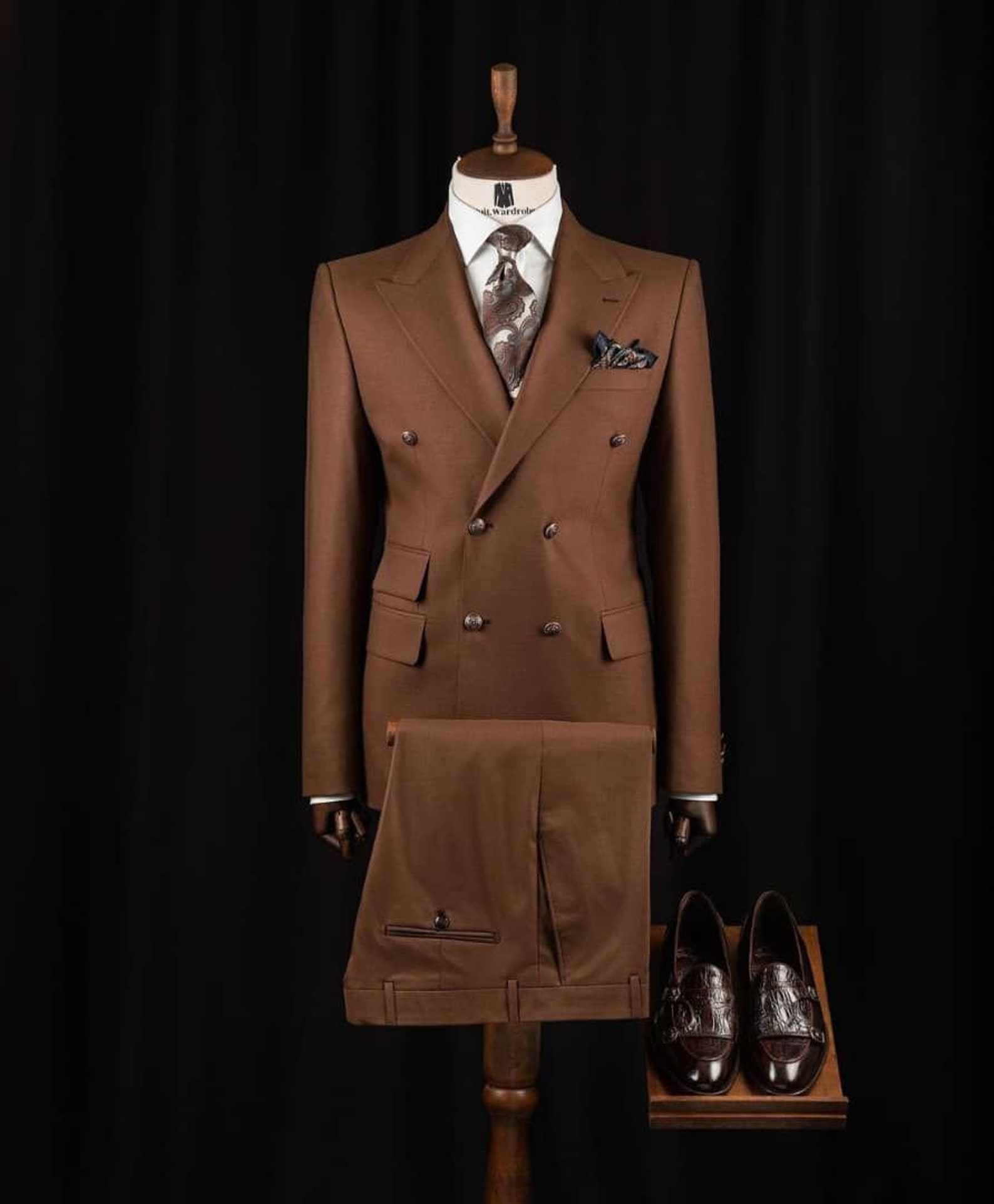 Men's Premium Brown 2 Piece Double Breast Suit - Etsy