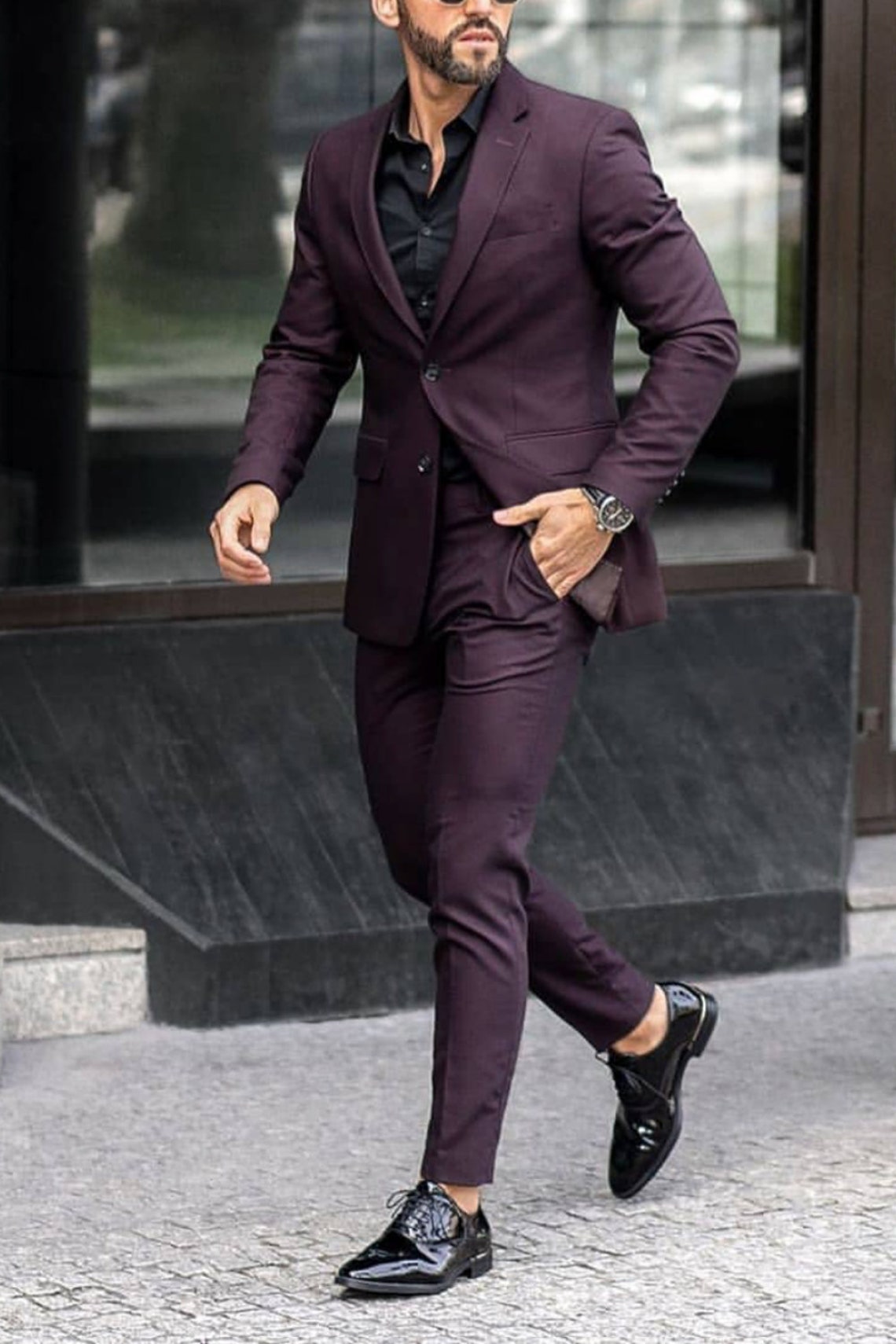 Men Suit Wine Color Wedding Suit Groom Wear Suit 3 Piece Suit - Etsy