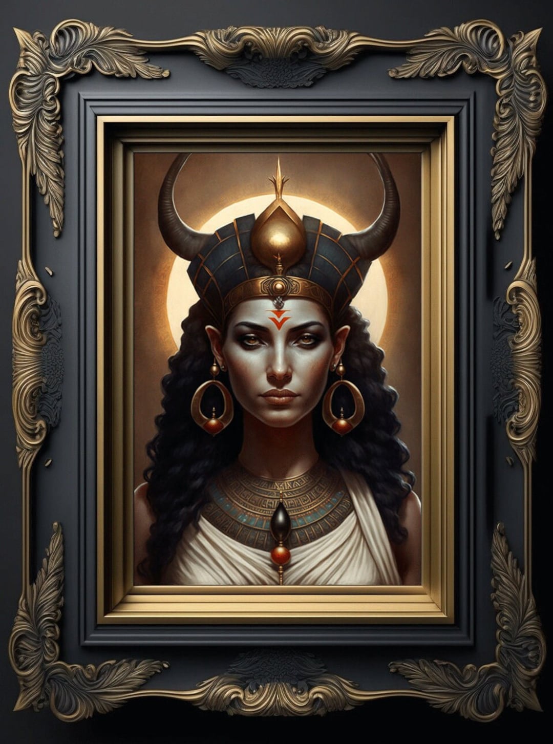 Hathor Egyptian Goddess Of Love Music And Joy Beautiful Horned Goddess Art Print Hathor
