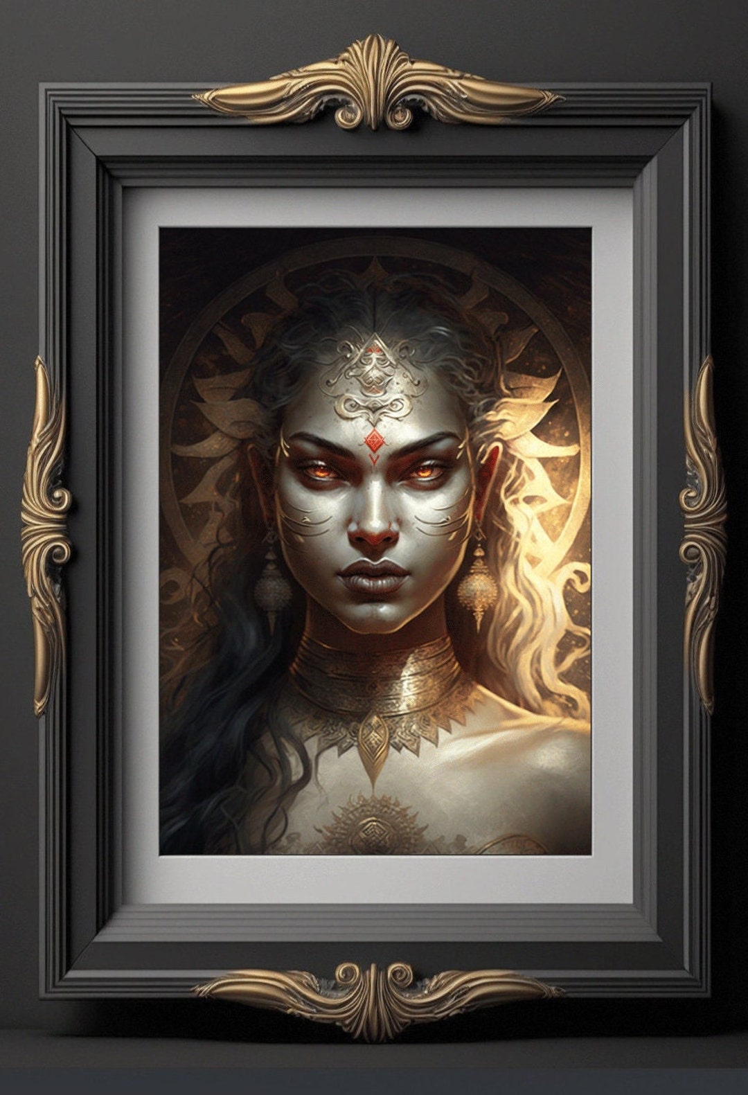 Durga, Hindu Goddess of War Wall Art, Mythical Goddess Art Print ...