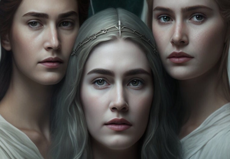 Norns, Norse Goddesses of Fate Wall Art, Dark Goddesses Norns Poster ...