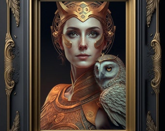 Pallas Athena Greek Goddess of War and Wisdom Wall Art - Etsy