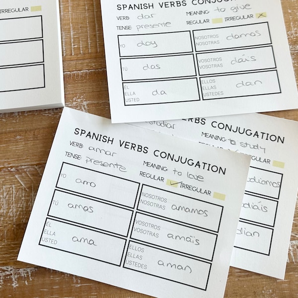 Spanish Conjugation Charts - Etsy