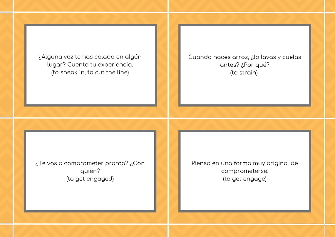 120 Spanish Conversation Cards (reflexive Verbs) , Spanish Conversation ...
