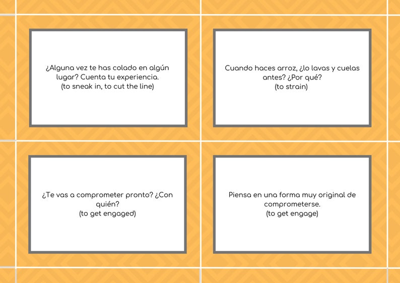 120 Spanish Conversation Cards (reflexive Verbs) , Spanish Conversation ...