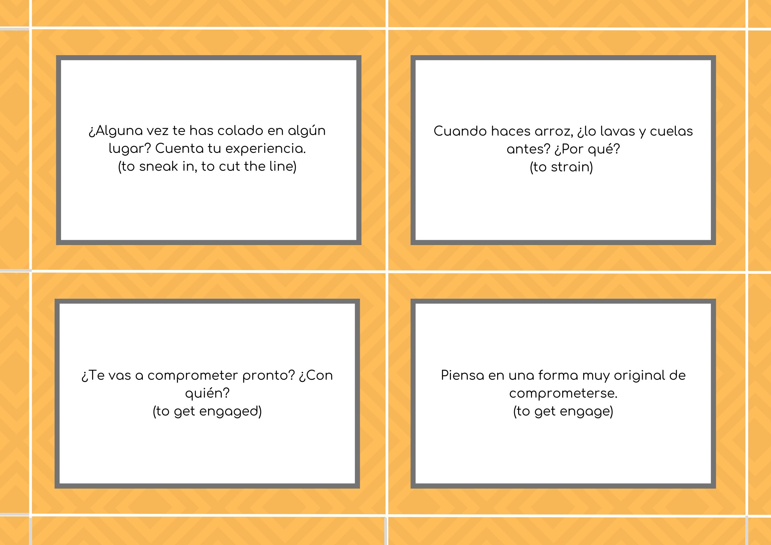 120 Spanish Conversation Cards (reflexive Verbs) , Spanish Conversation ...