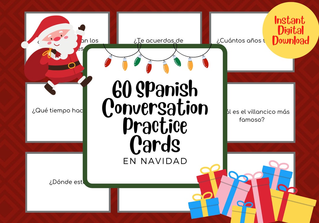 60 Spanish Conversation Cards (christmas ), Flashcards, Spanish ...