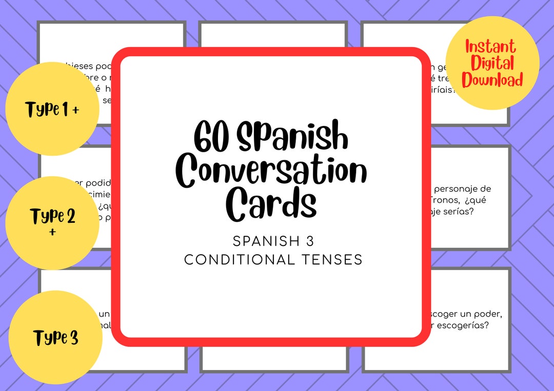 60 Spanish Conversation Cards (conditional Tense), Flashcards, Spanish ...