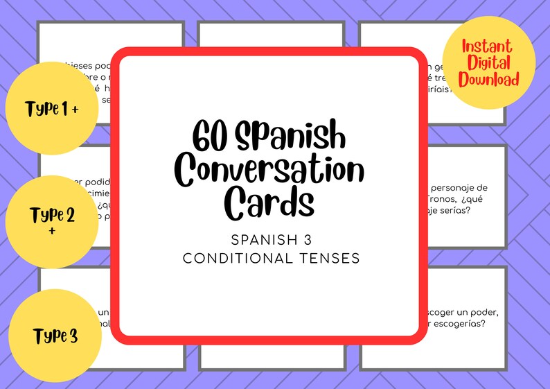 60 Spanish Conversation Cards (conditional Tense), Flashcards, Spanish ...