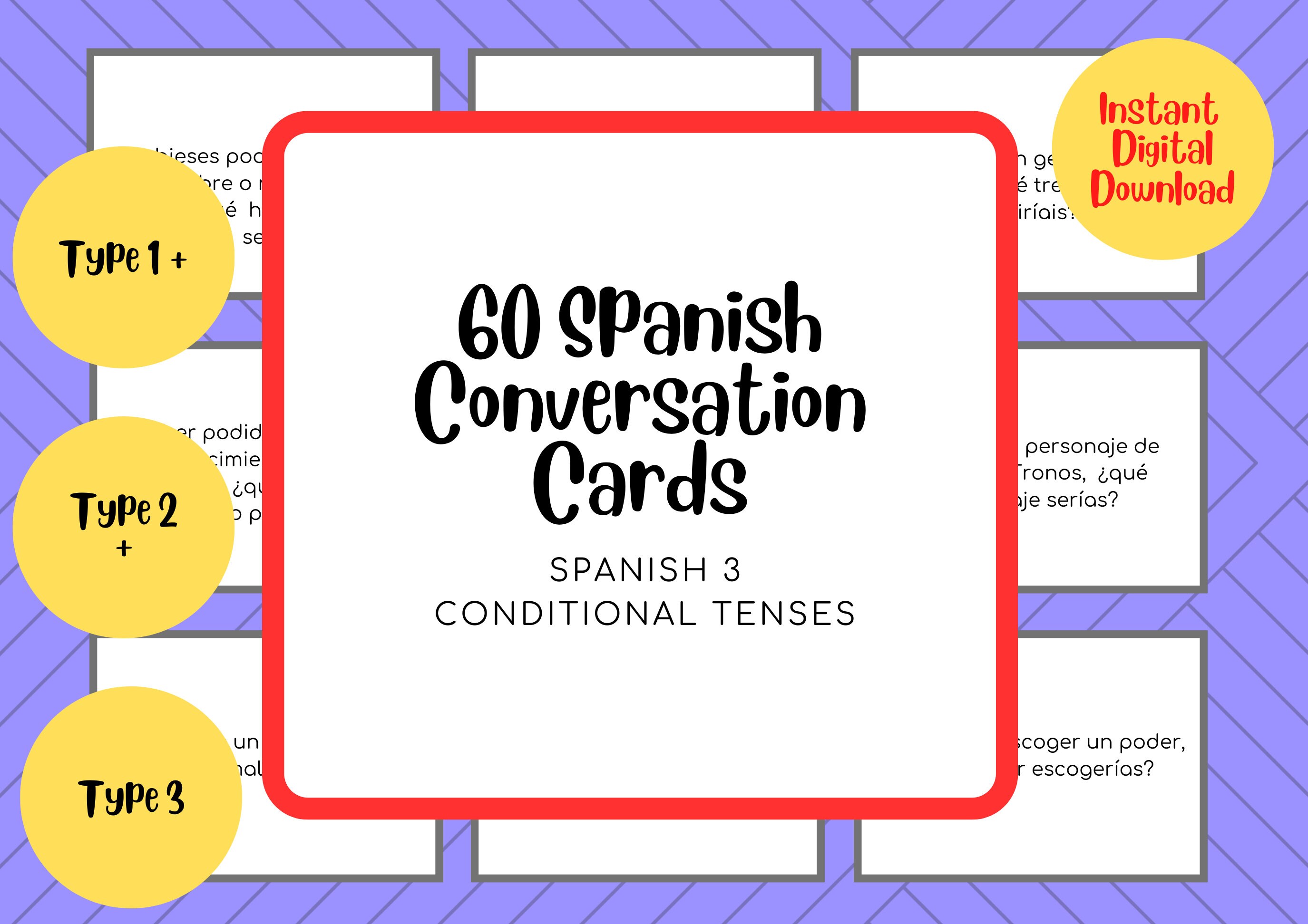 60 Spanish Conversation Cards (conditional Tense), Flashcards, Spanish ...