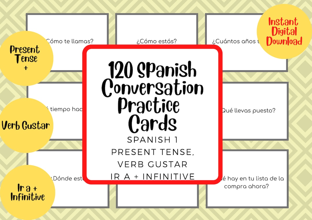 120 Spanish I Conversation Cards, Spanish Conversation Practice Cards ...