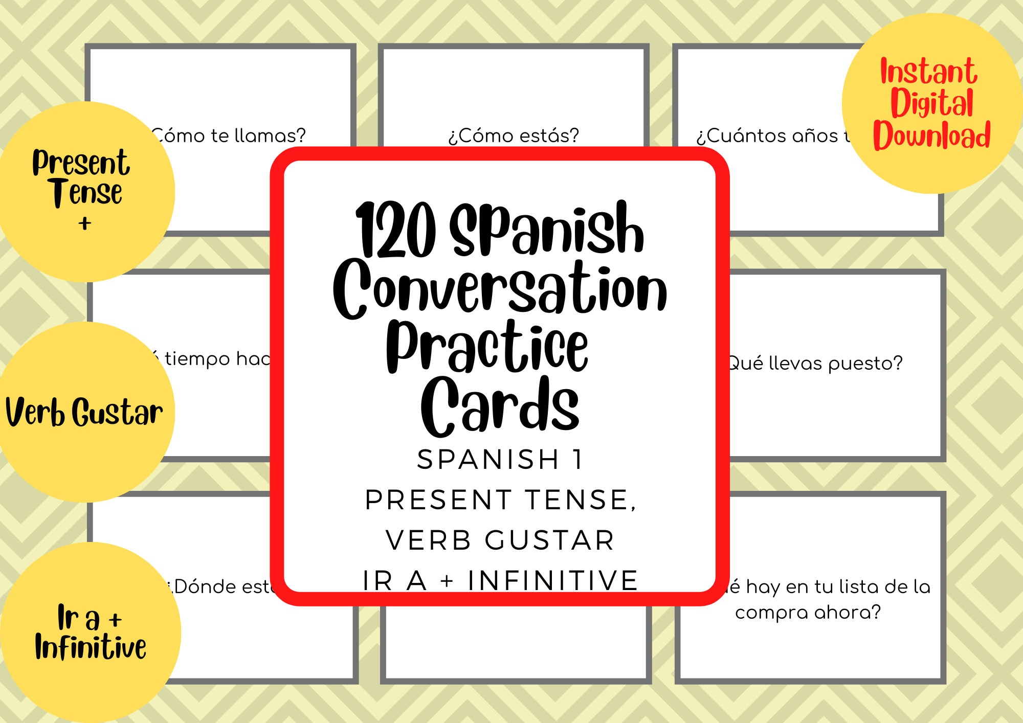 120 Spanish I Conversation Cards, Spanish Conversation Practice Cards ...