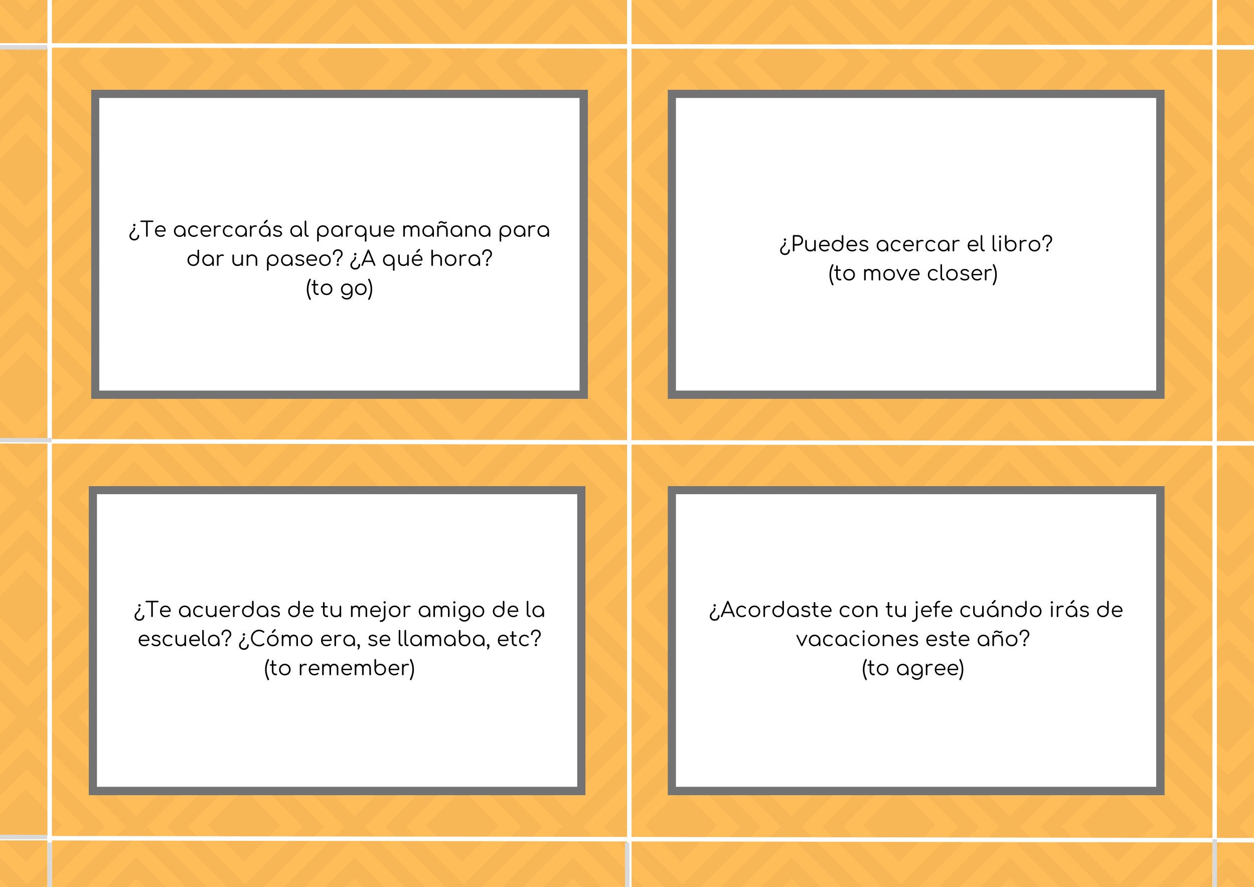 120 Spanish Conversation Cards (reflexive Verbs) , Spanish Conversation ...